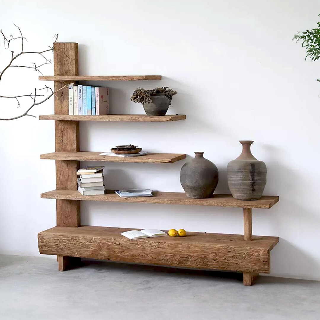 Mid Century Bookcase Solid Wood Boookshelf Old Wood Furniture Free ...