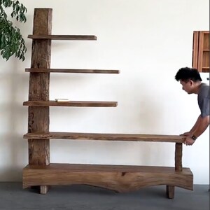 Mid Century Bookcase Solid Wood Boookshelf Old Wood Furniture Free ...