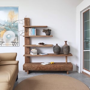 Mid Century Bookcase Solid Wood Boookshelf Old Wood Furniture Free ...