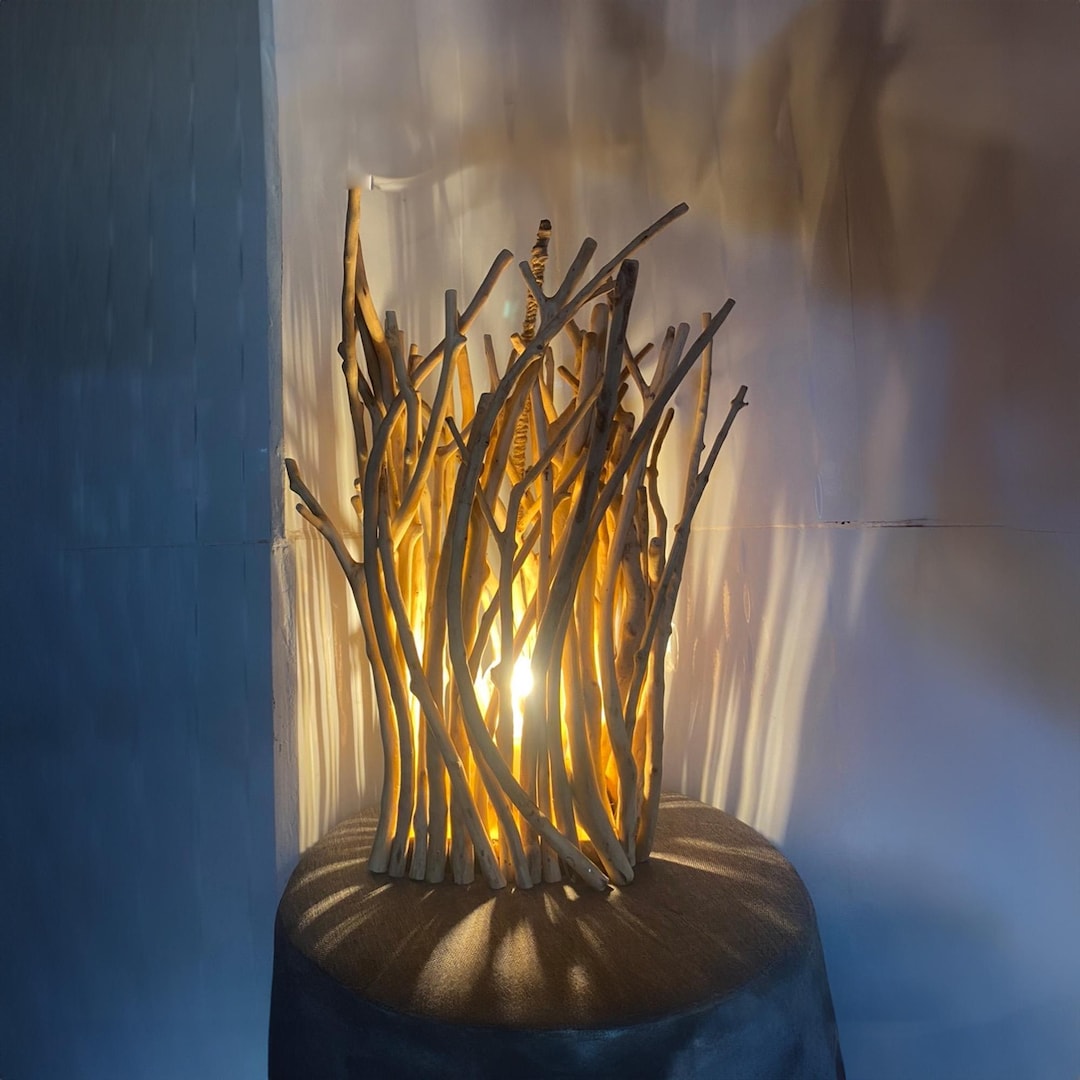 Handcrafted Driftwood Table Lamp Tree Branch Lampshade Decorative ...