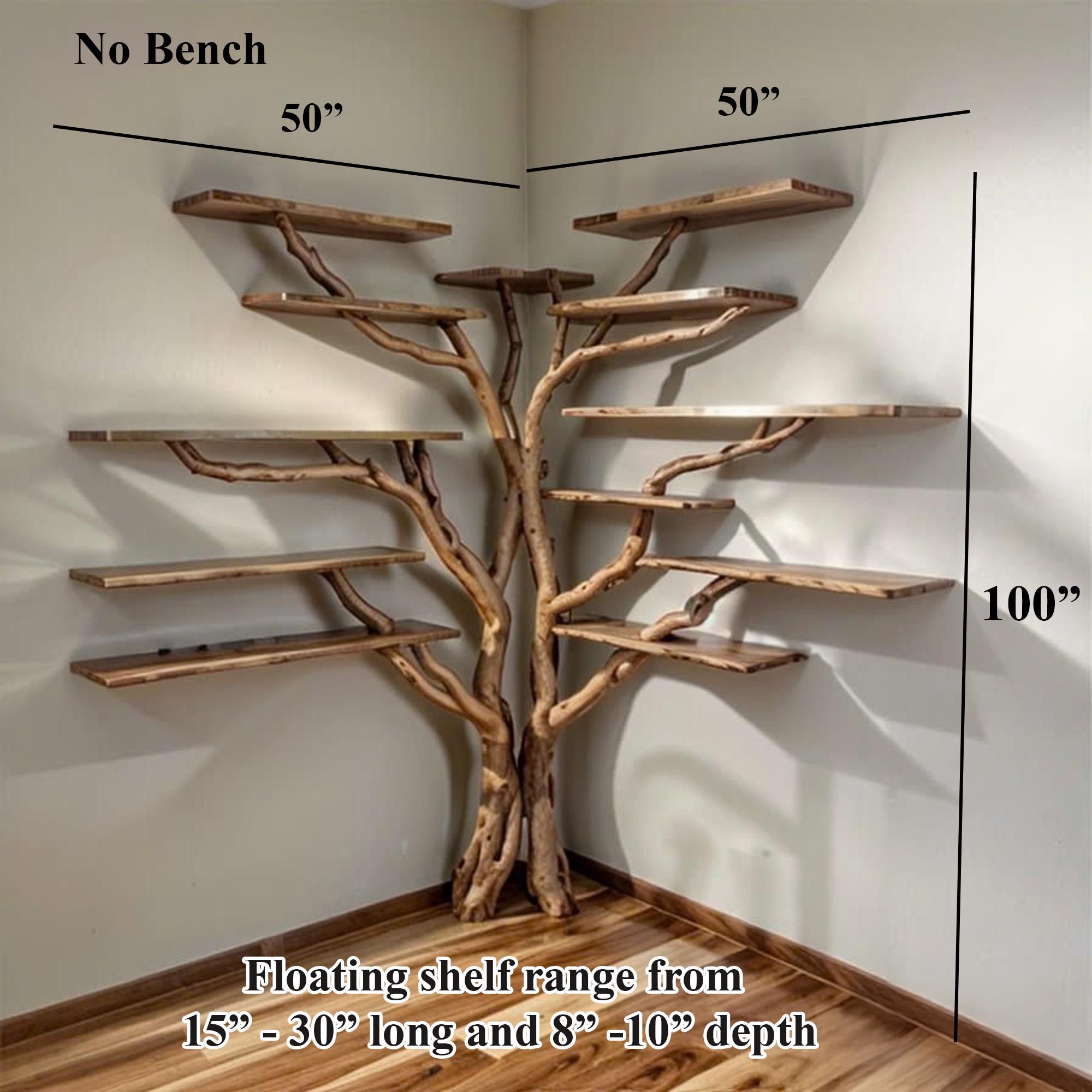 Tree Branch Bookcase Floating Book Shelf Driftwood Art Wall Mount ...
