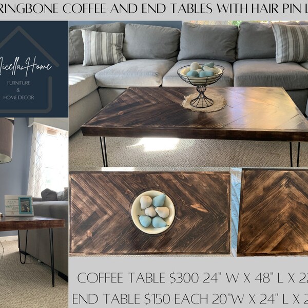 Herringbone Table - Etsy