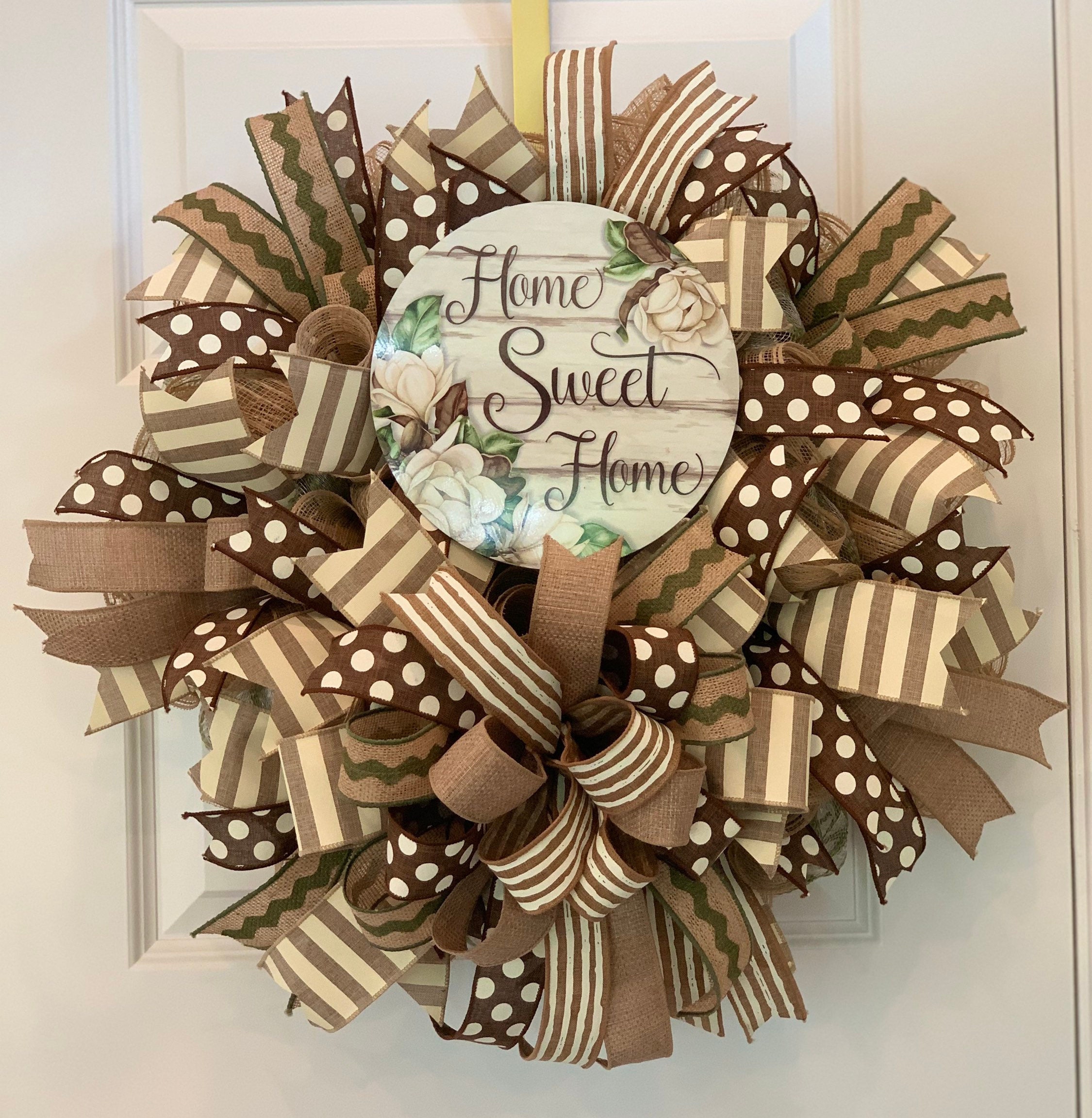Everyday Front Door Wreath With Home Sweet Home Decorative Sign ...