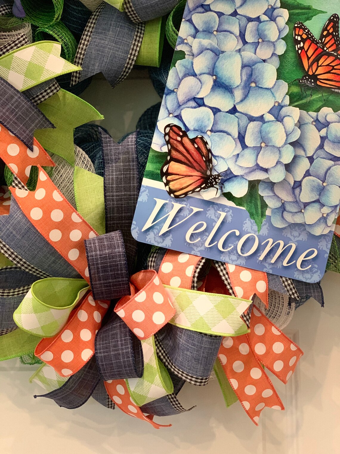 Everyday Spring Summer Welcome Front Door Wreath With Welcome | Etsy