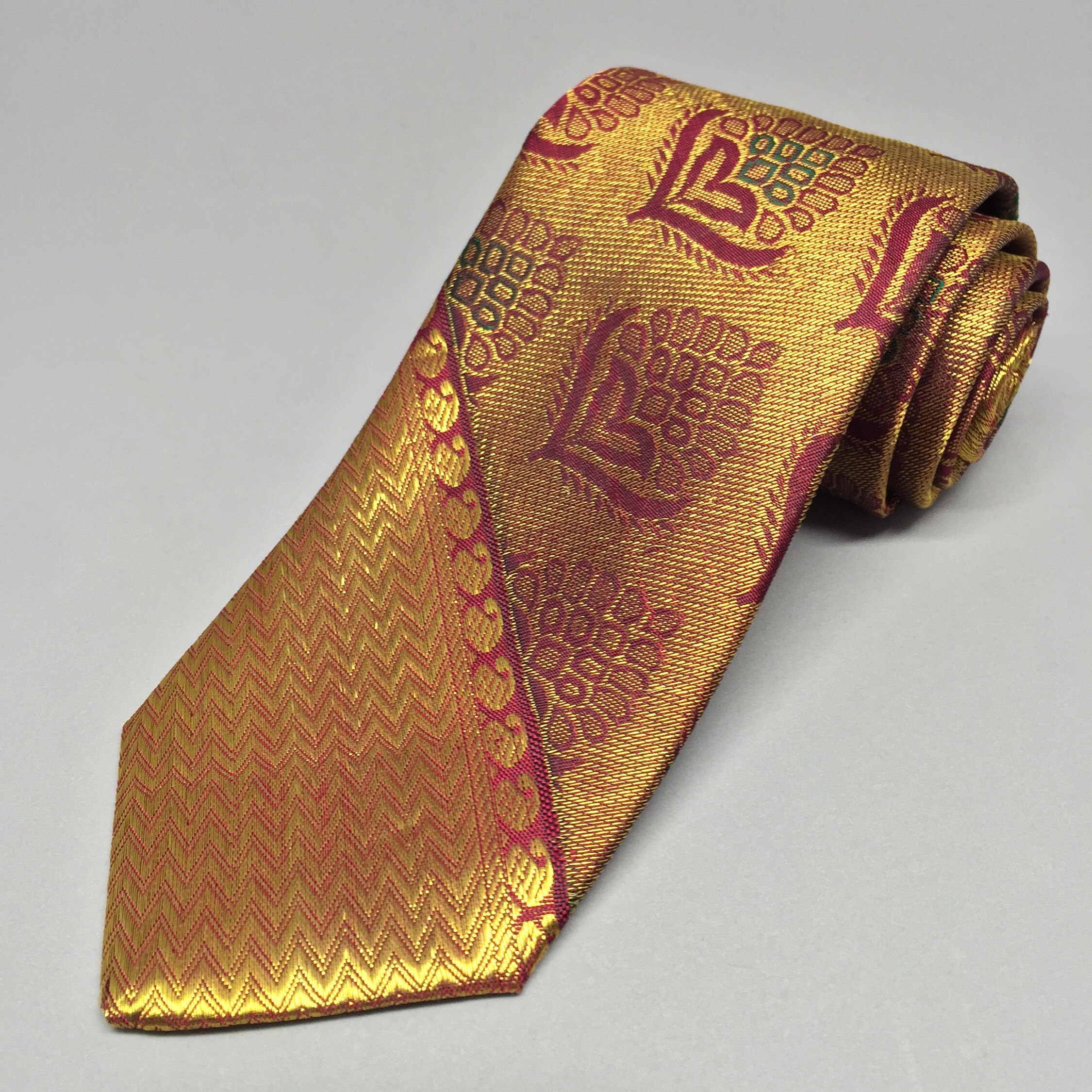 Corbata floral dorada y roja corbata de hombre hecha a mano - Etsy España