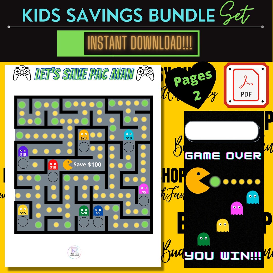 Kids Savings Challenge: Pacman Game, Money Tracker (digital Download ...