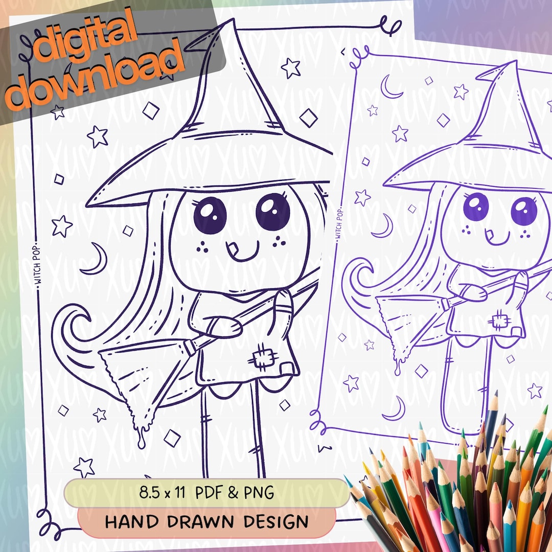 Witch Pop Summerween Scream Coloring Page | Spooky Cute Halloween ...