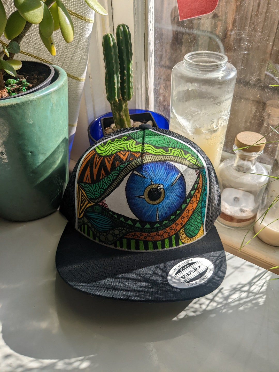 Hand Painted Hat - Trippy Eye - Etsy