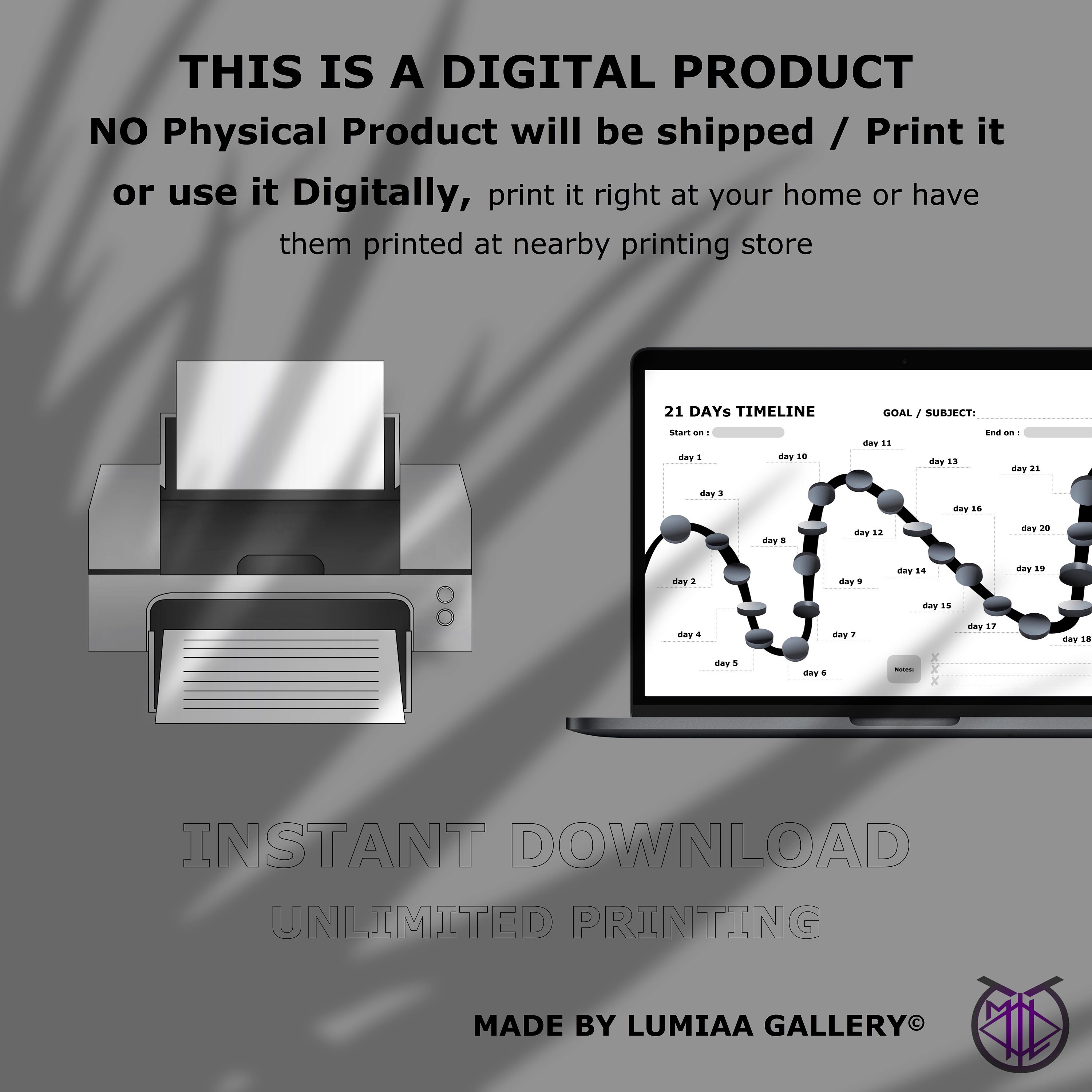 21 Days Visual Timeline Printable Digital Editable Budget - Etsy