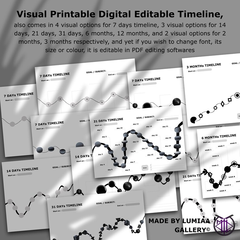 8 in 1 BUNDLE of Visual Timelines Printable Digital Editable, Budget ...