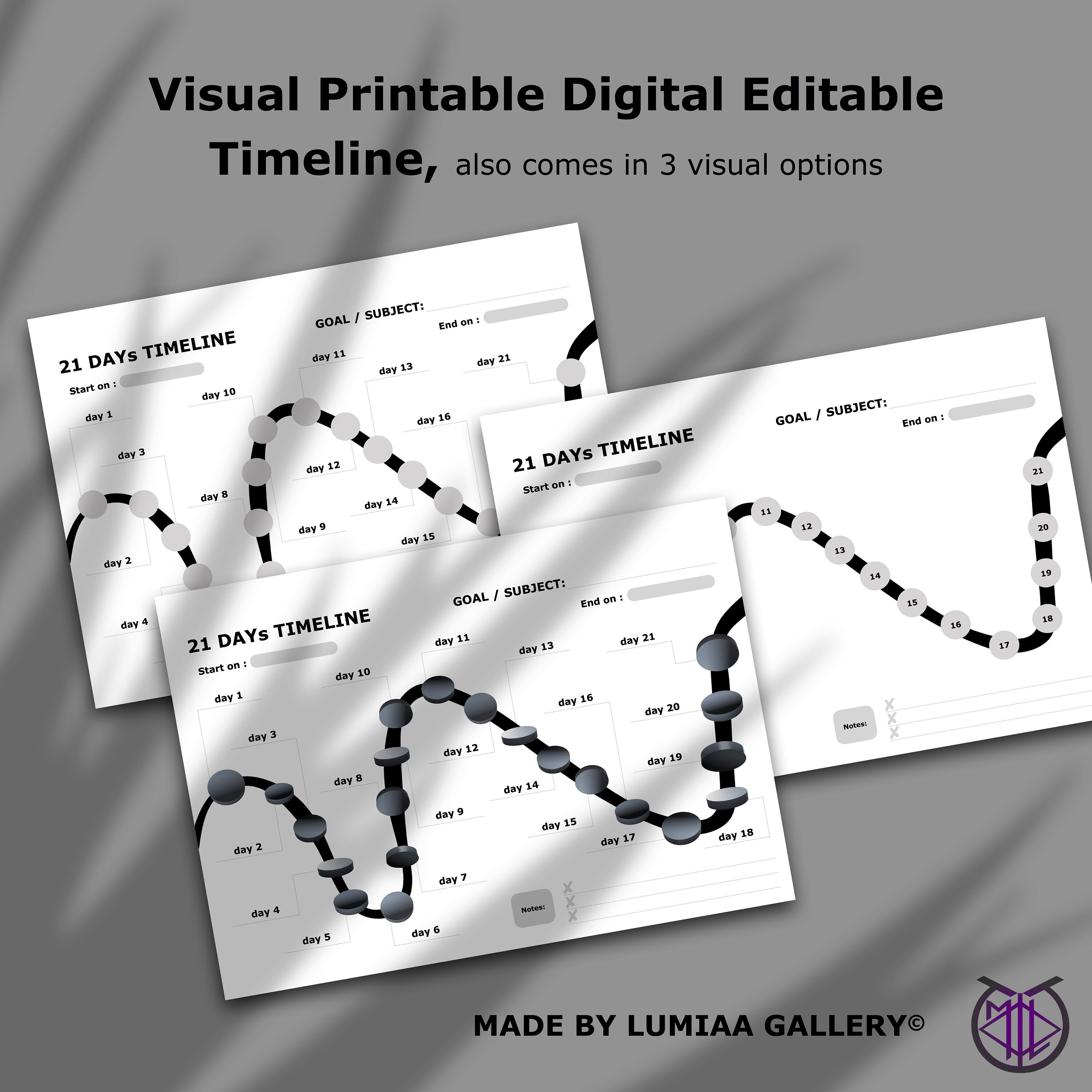 21 Days Visual Timeline Printable Digital Editable Budget - Etsy