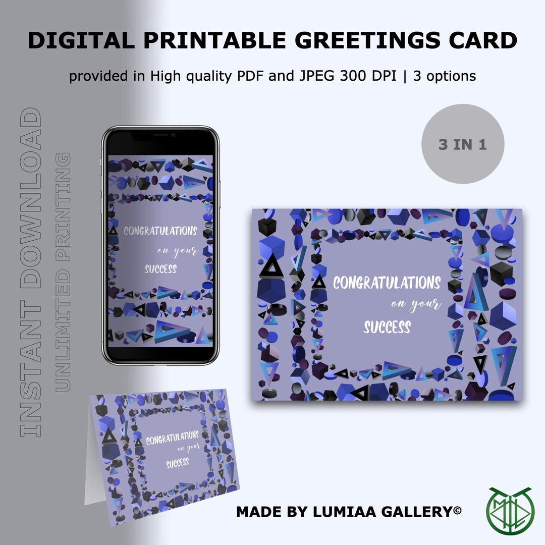 3 in 1 Digital Printable Greetings Card, Digital Printable Folded Card ...