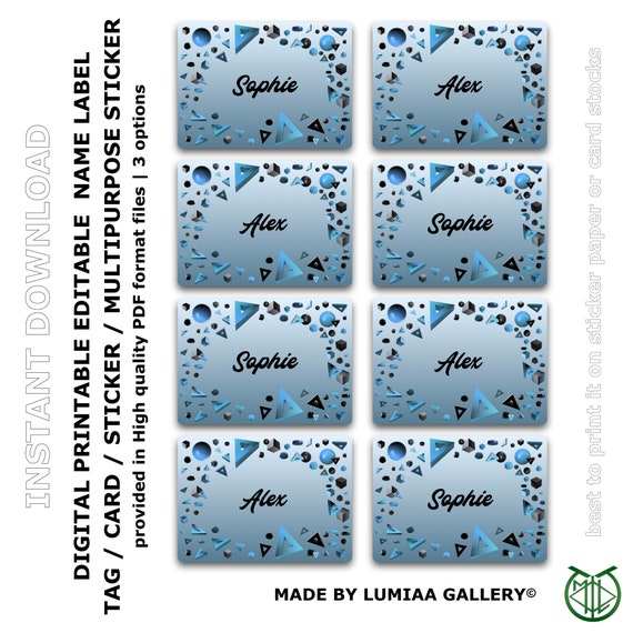 Digital Printable Editable Name Label Tag Card Sticker / | Etsy
