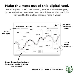 6 Months Visual Timeline Printable Digital Editable, Budget Timeline ...