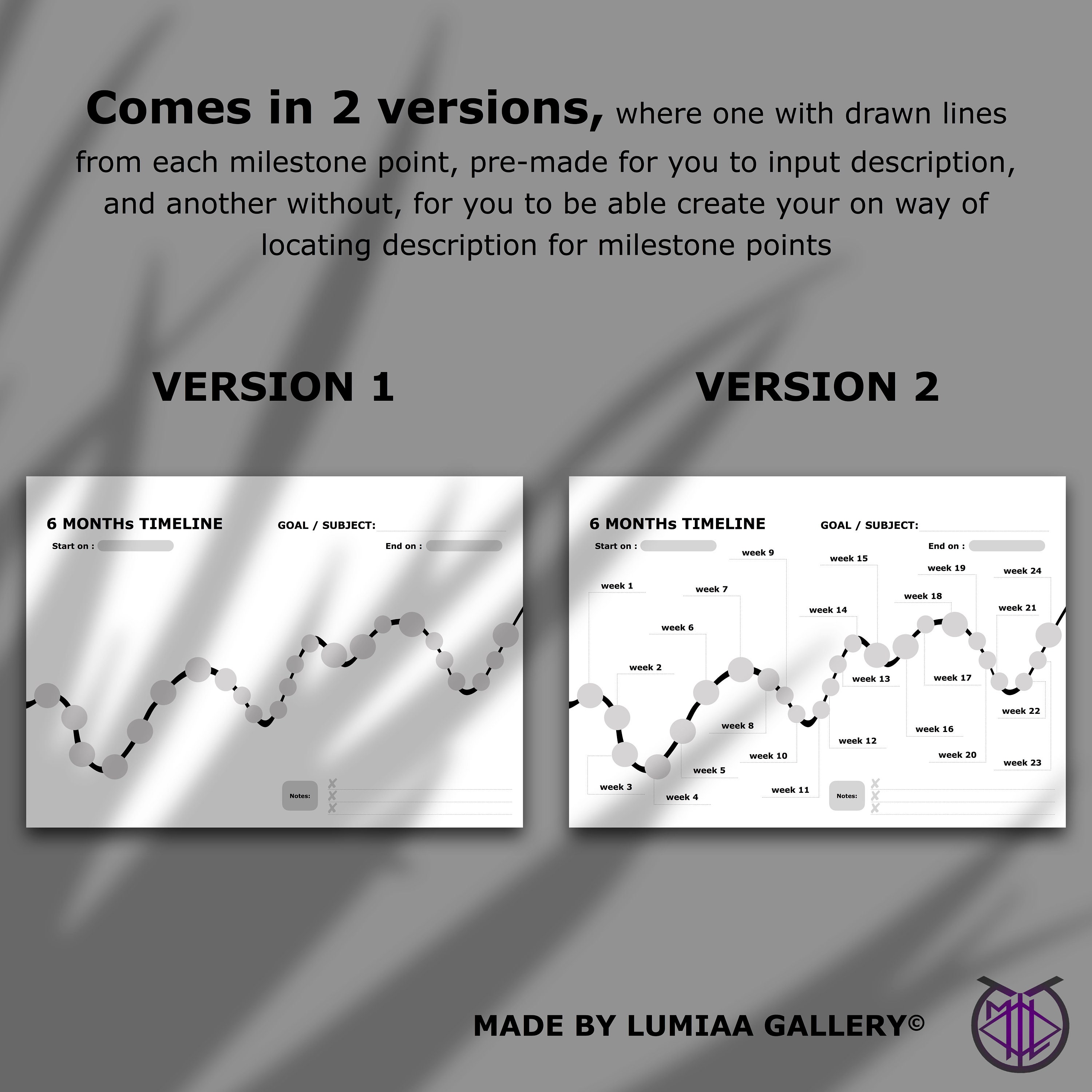 6 Months Visual Timeline Printable Digital Editable, Budget Timeline ...