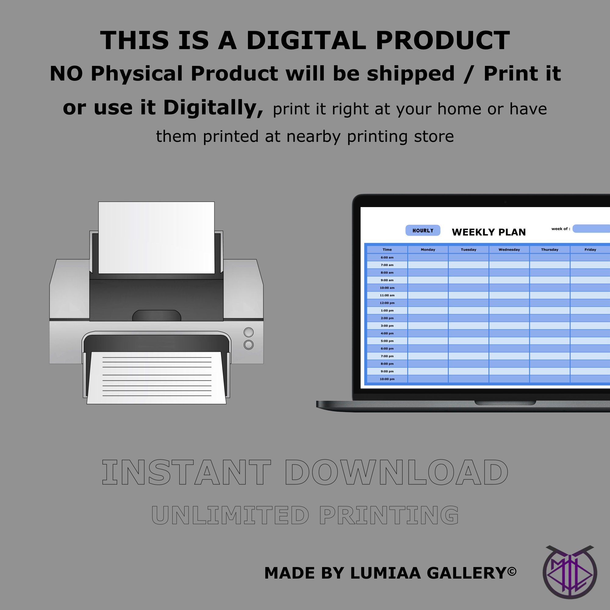 5 in 1 BUNDLE Weekly Planner Printable Editable, Hourly Schedule, 30 ...