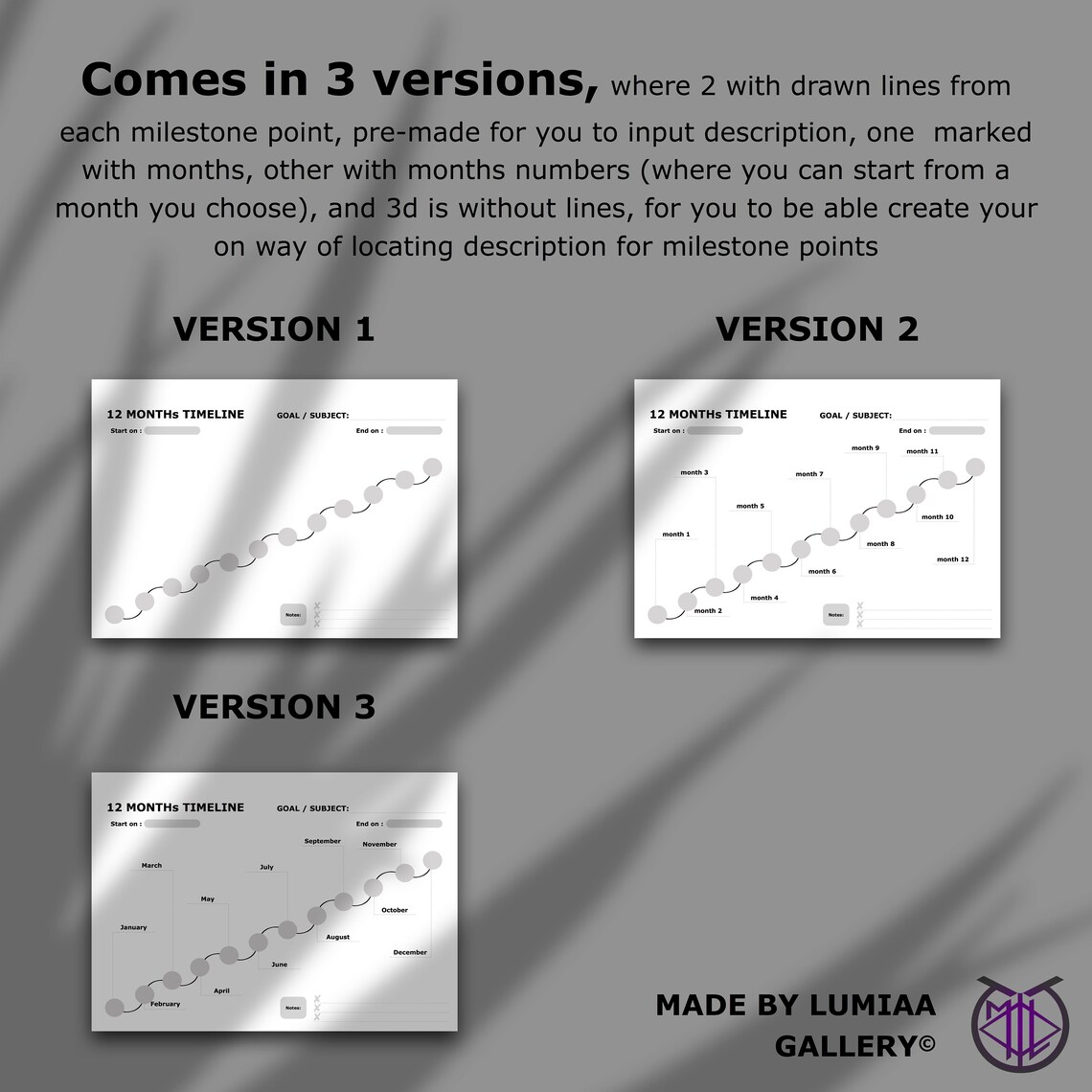 12 Months Visual Timeline Printable Digital Editable, Budget Timeline ...