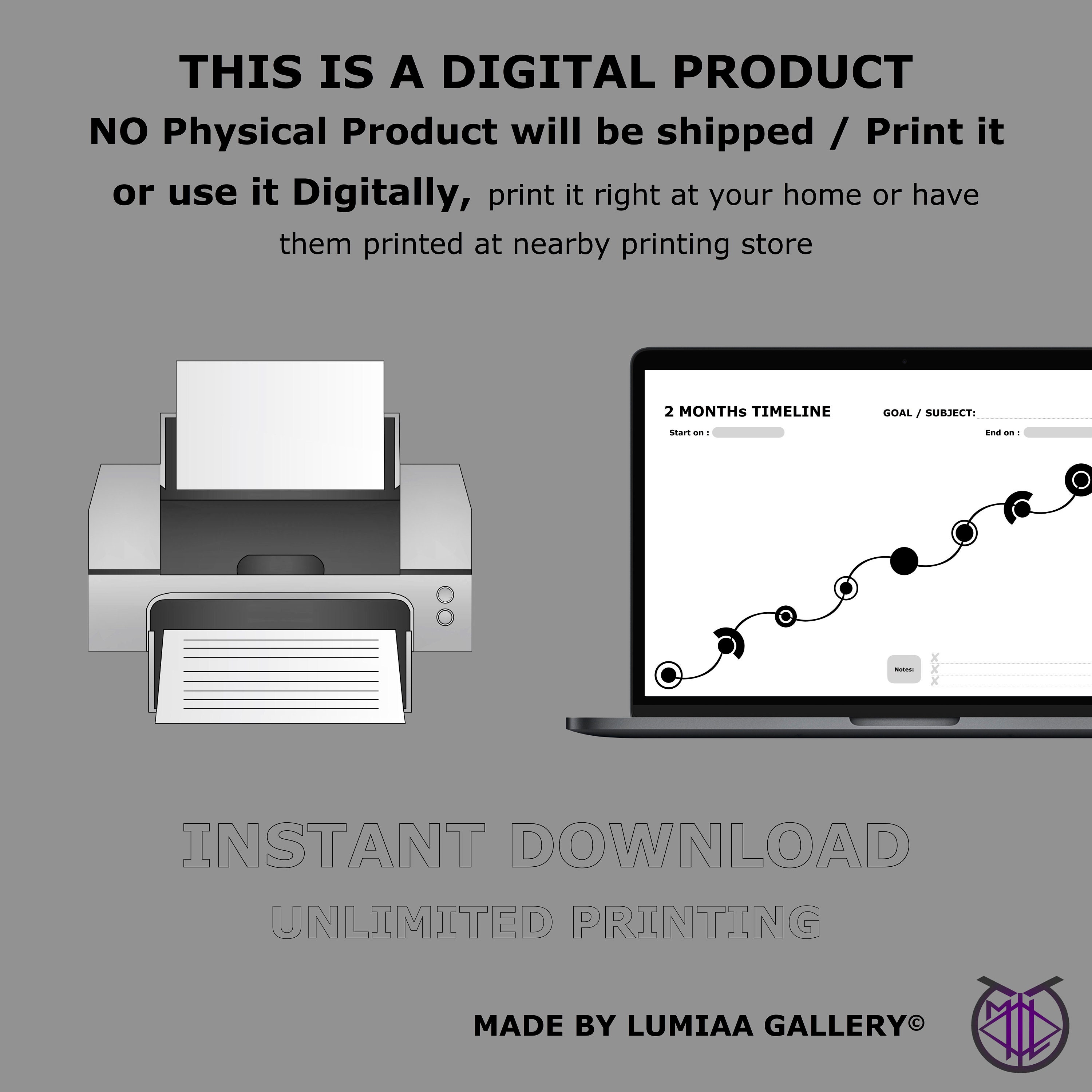 2 Months Visual Timeline Printable Digital Editable, Budget Timeline ...