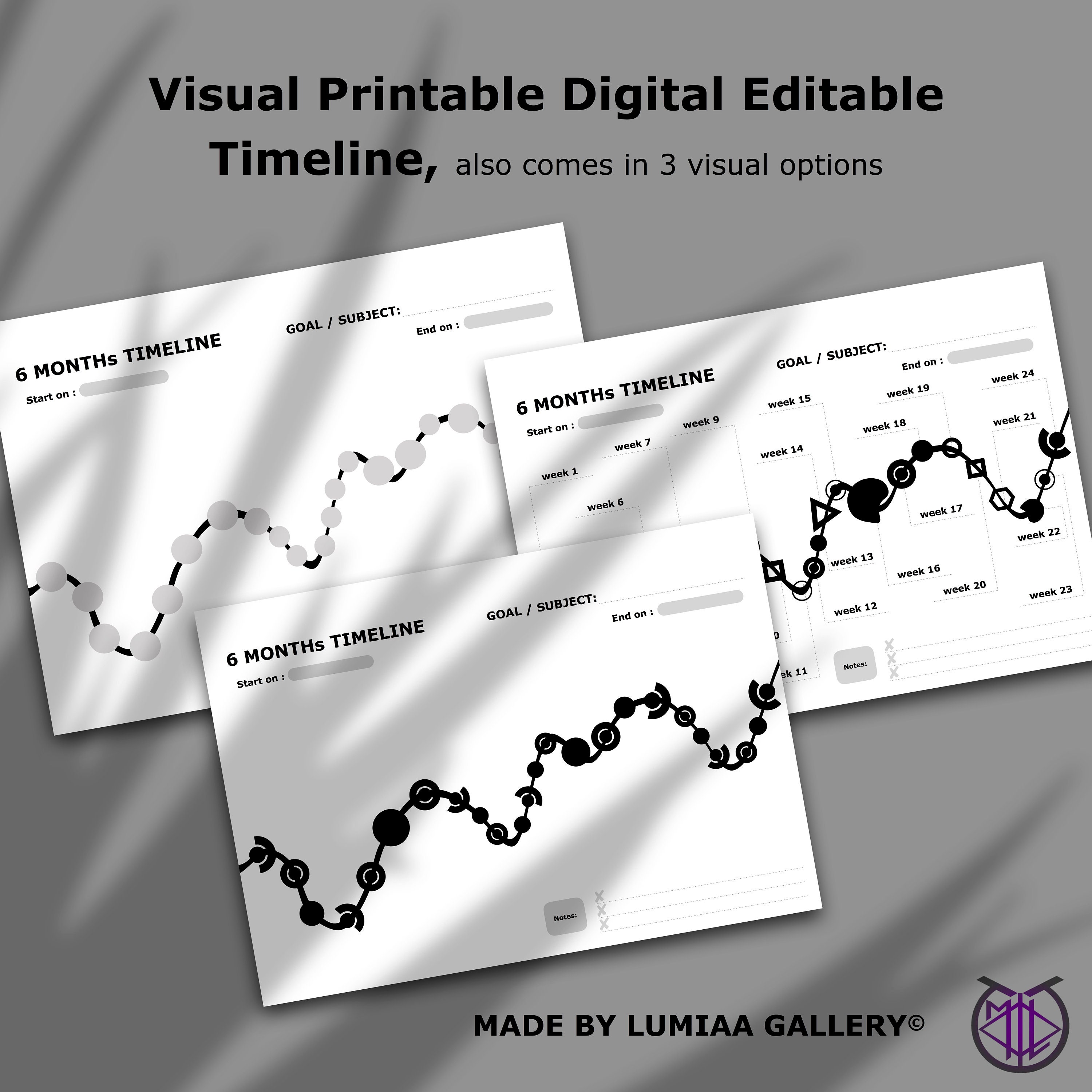 6 Months Visual Timeline Printable Digital Editable, Budget Timeline ...