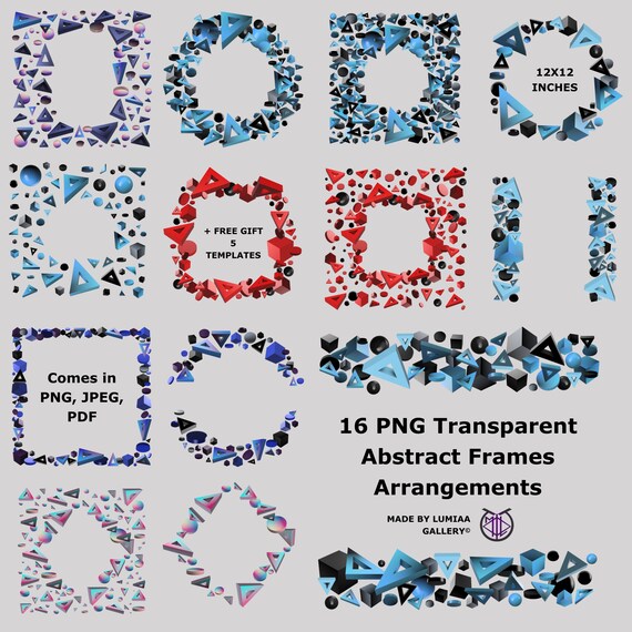 Abstract Frames Clipart Set Volumetric Geometric Figures - Etsy
