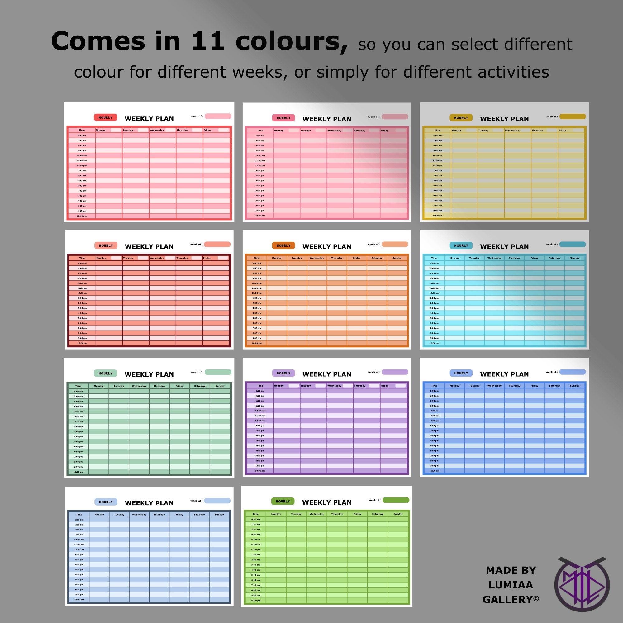 5 in 1 BUNDLE Weekly Planner Printable Editable, Hourly Schedule, 30 ...