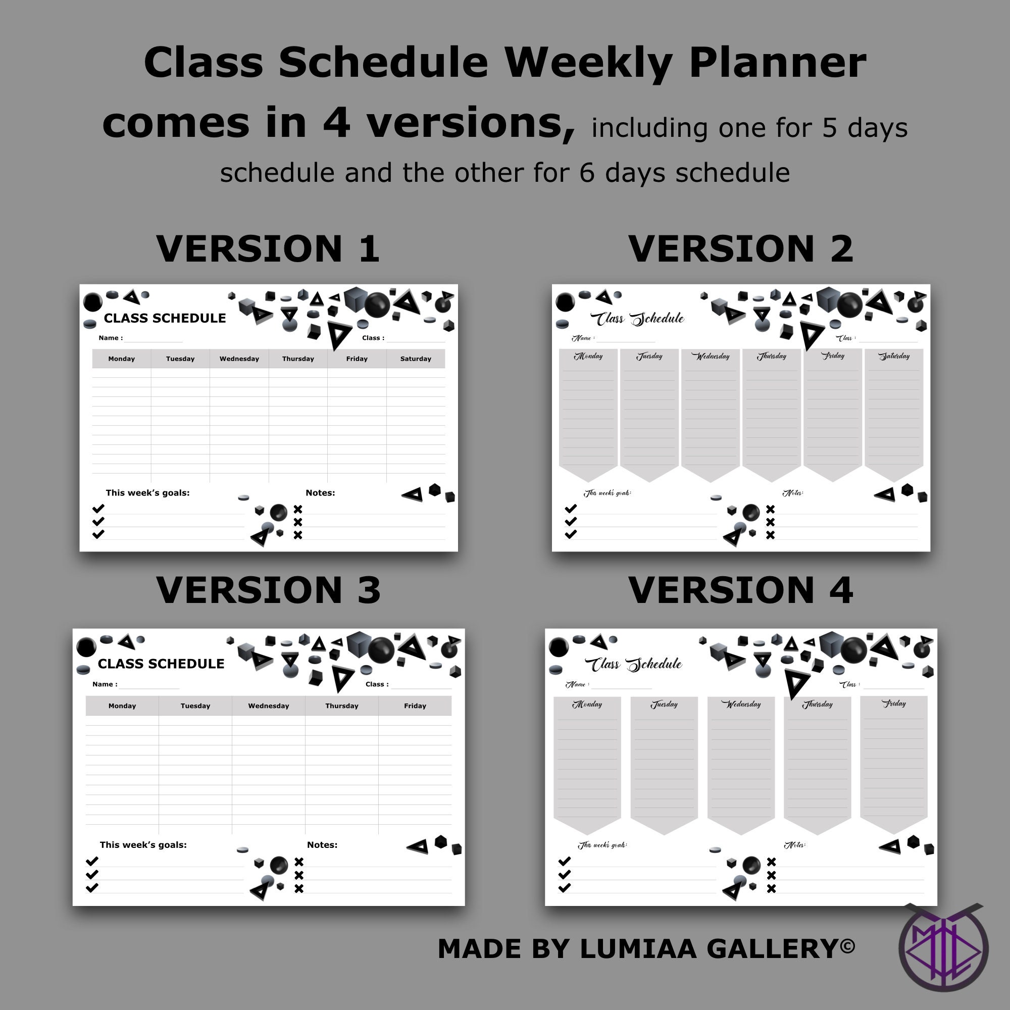Weekly Class Schedule Printable Editable Weekly Hourly - Etsy