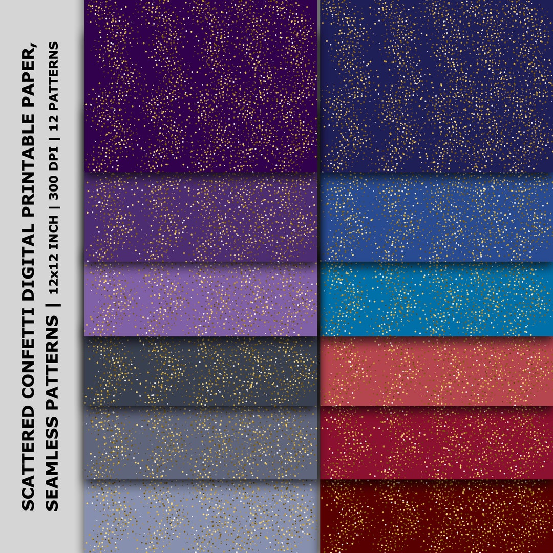 Scattered Confetti Seamless Patterns, Digital Printable Paper, Gift ...