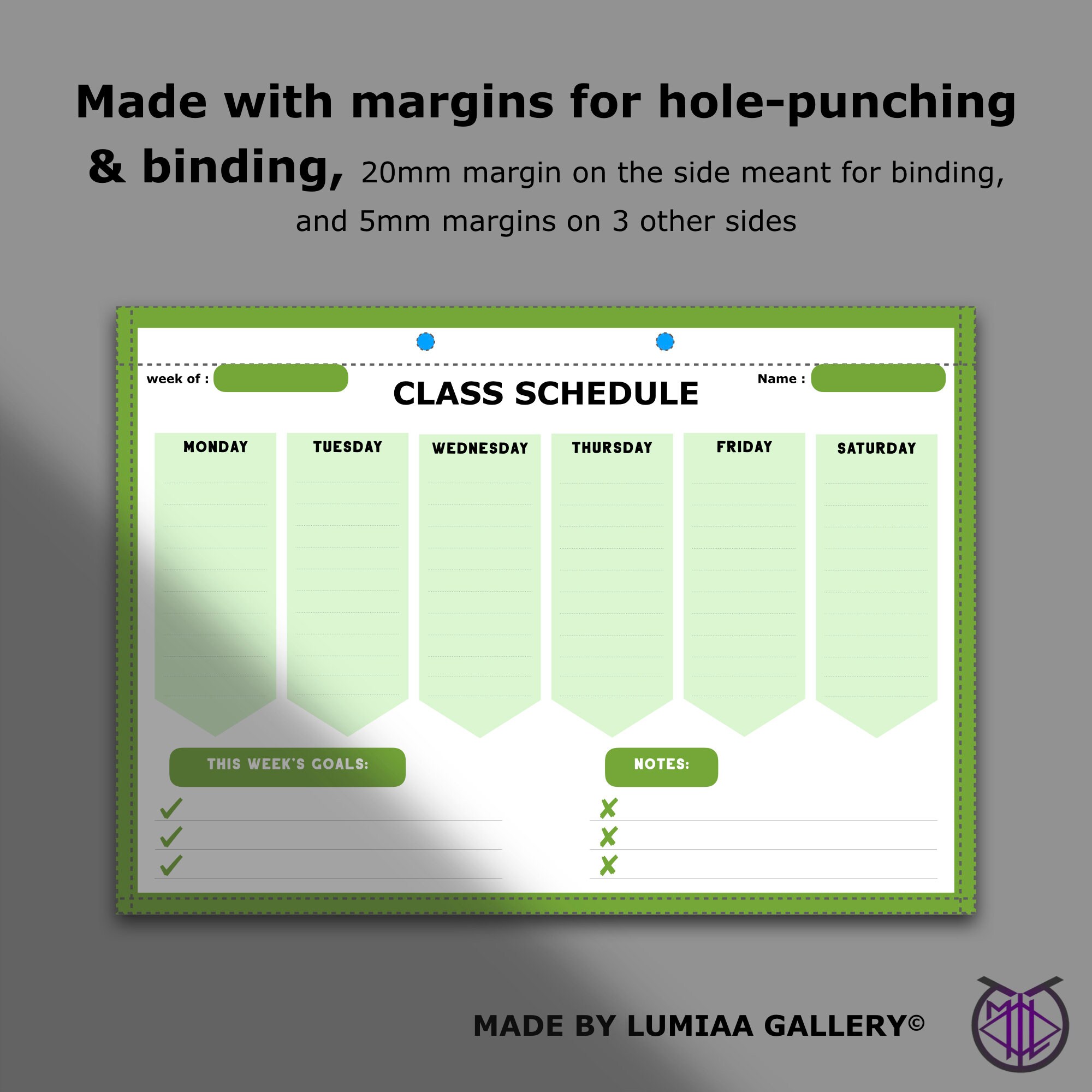 11 COLOURS Weekly Class Schedule Planner Printable Editable - Etsy