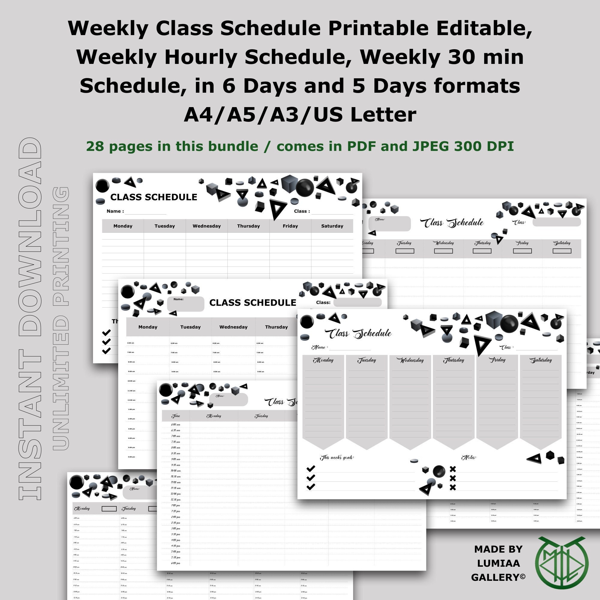 Paper Calendars & Planners 5 Day Schedule Planner Organiser 6 Day ...