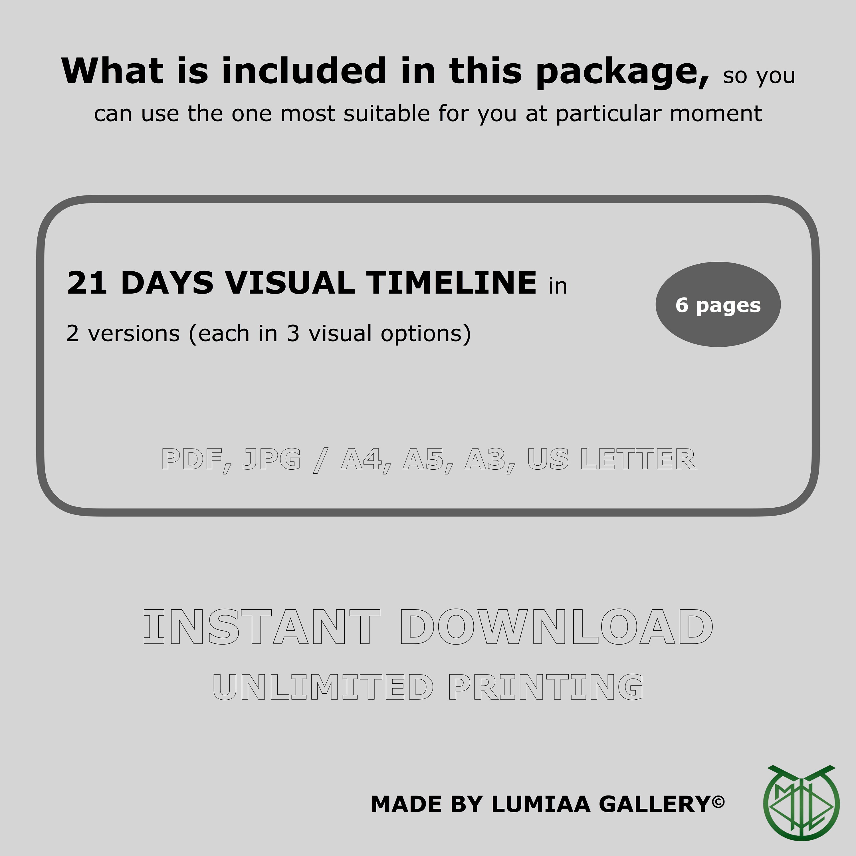 21 Days Visual Timeline Printable Digital Editable Budget - Etsy