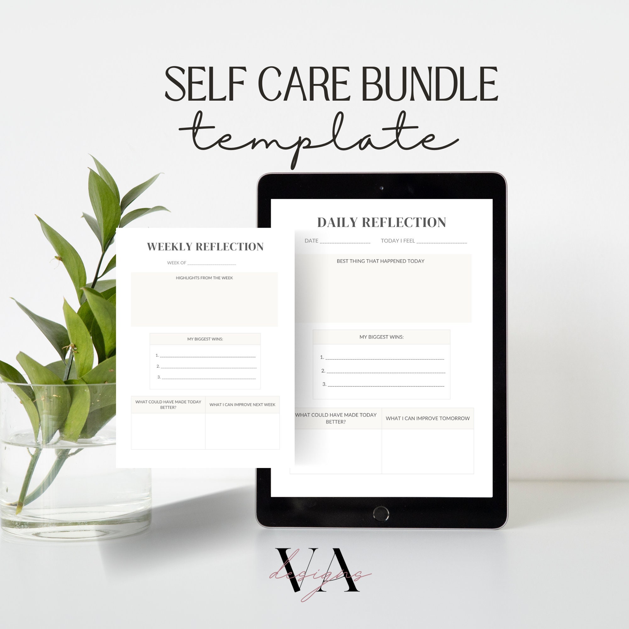 Self Care Bundle Plan Template, PDF Template, Self Care Template, Self ...
