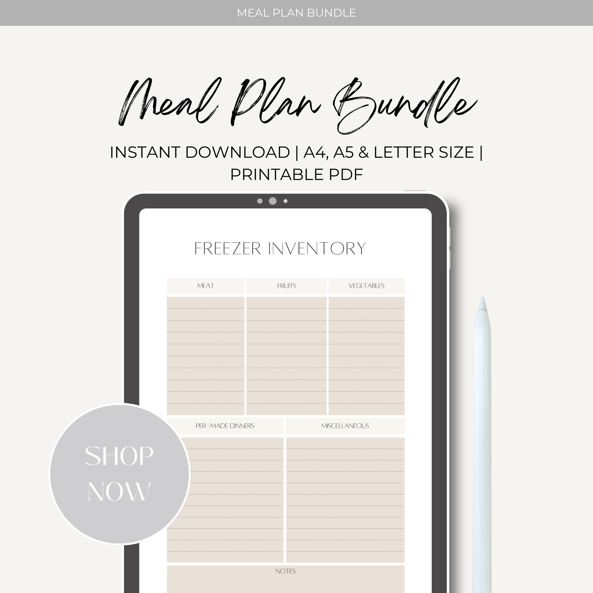Minimalist Meal Plan Template, Meal Plan Print, Grocery Lists Printable ...