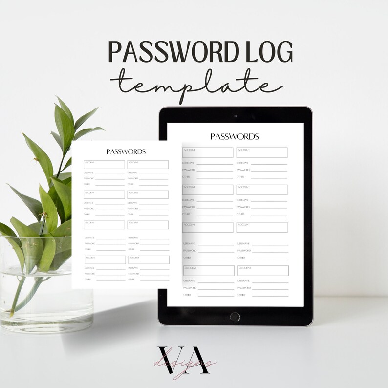 Printable Password Tracker Fillable, Password Organizer, Password Log ...