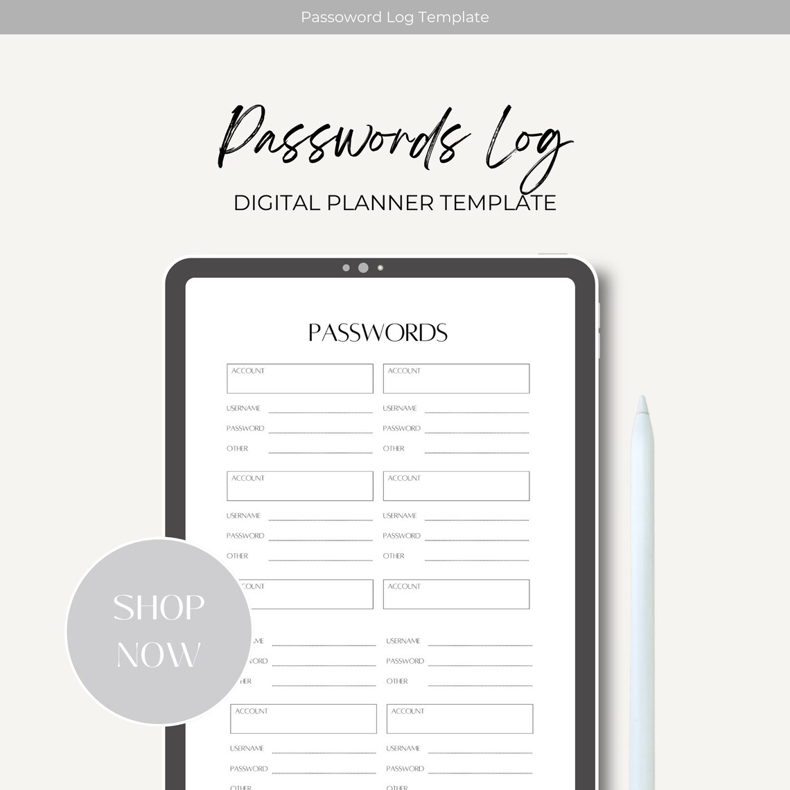 Printable Password Tracker Fillable, Password Organizer, Password Log ...