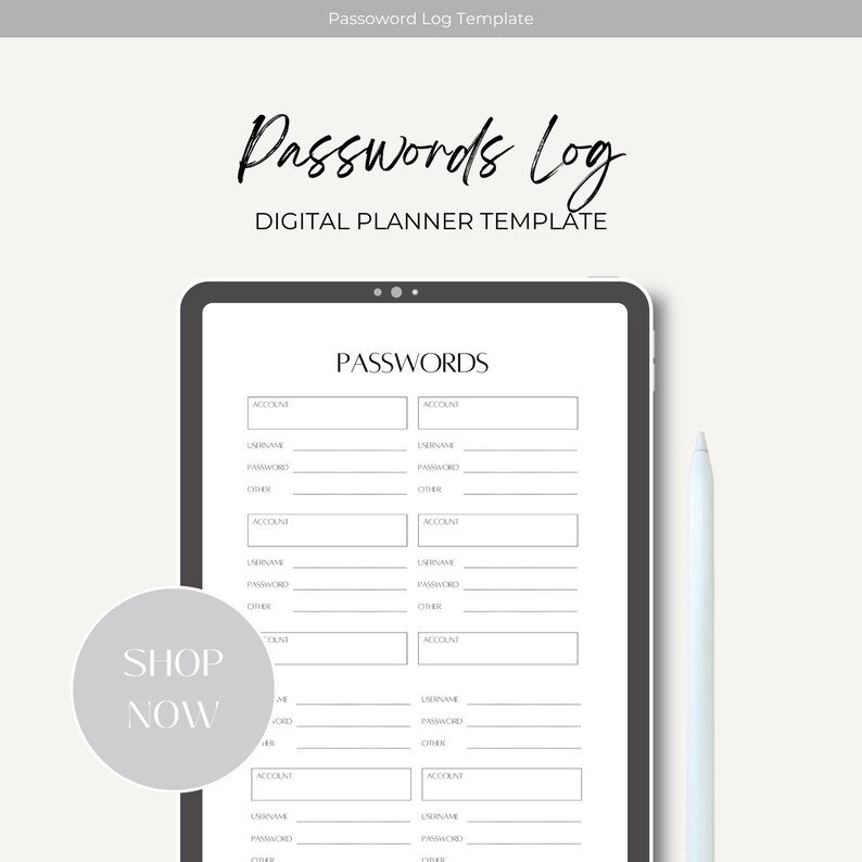 Printable Password Tracker Fillable, Password Organizer, Password Log ...