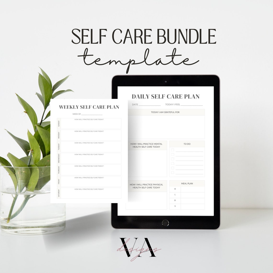 Self Care Bundle Plan Template, PDF Template, Self Care Template, Self ...