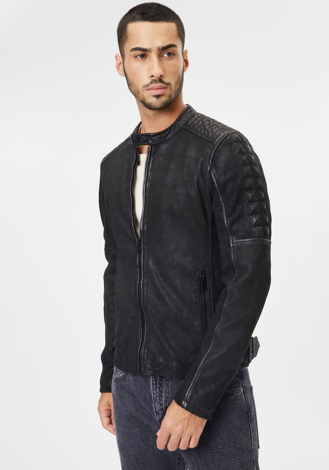 Custom Made Men's Cafe Racer Motorcycle Vintage Distressed Rider Black ...