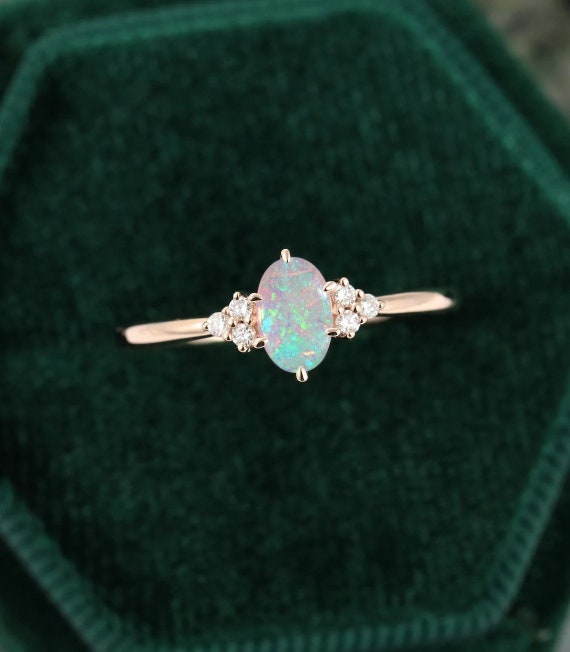 Silver Opal Ring Sterling Silver Ring Opal Engagement Rings - Etsy