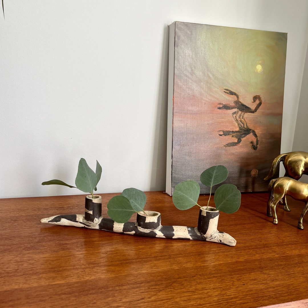 Modern Ceramic Snake Vase Snake Vase Mantle Piece Black & White ...