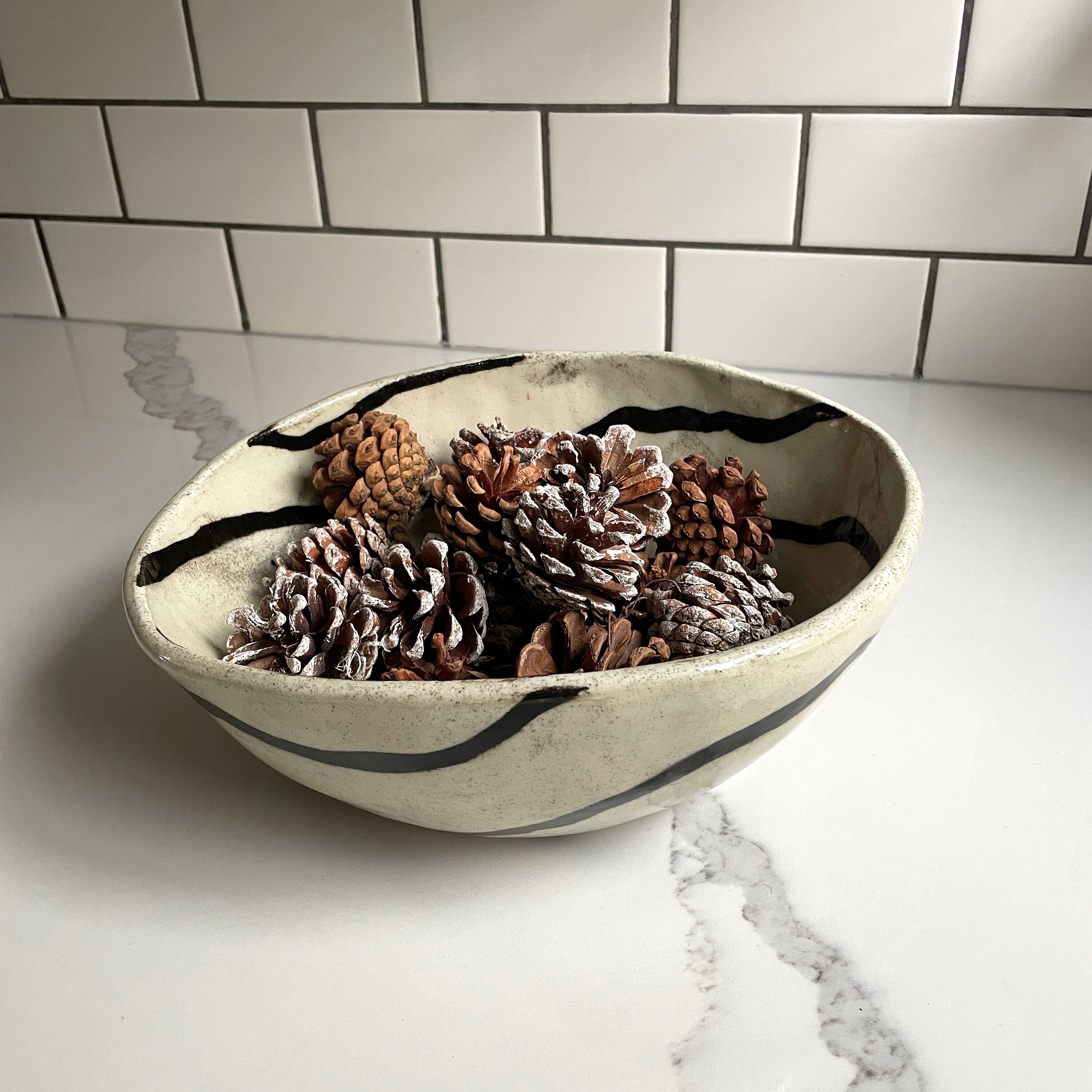 Modern Ceramic Swirl Bowl Ceramic Black & White Bowl Salad - Etsy