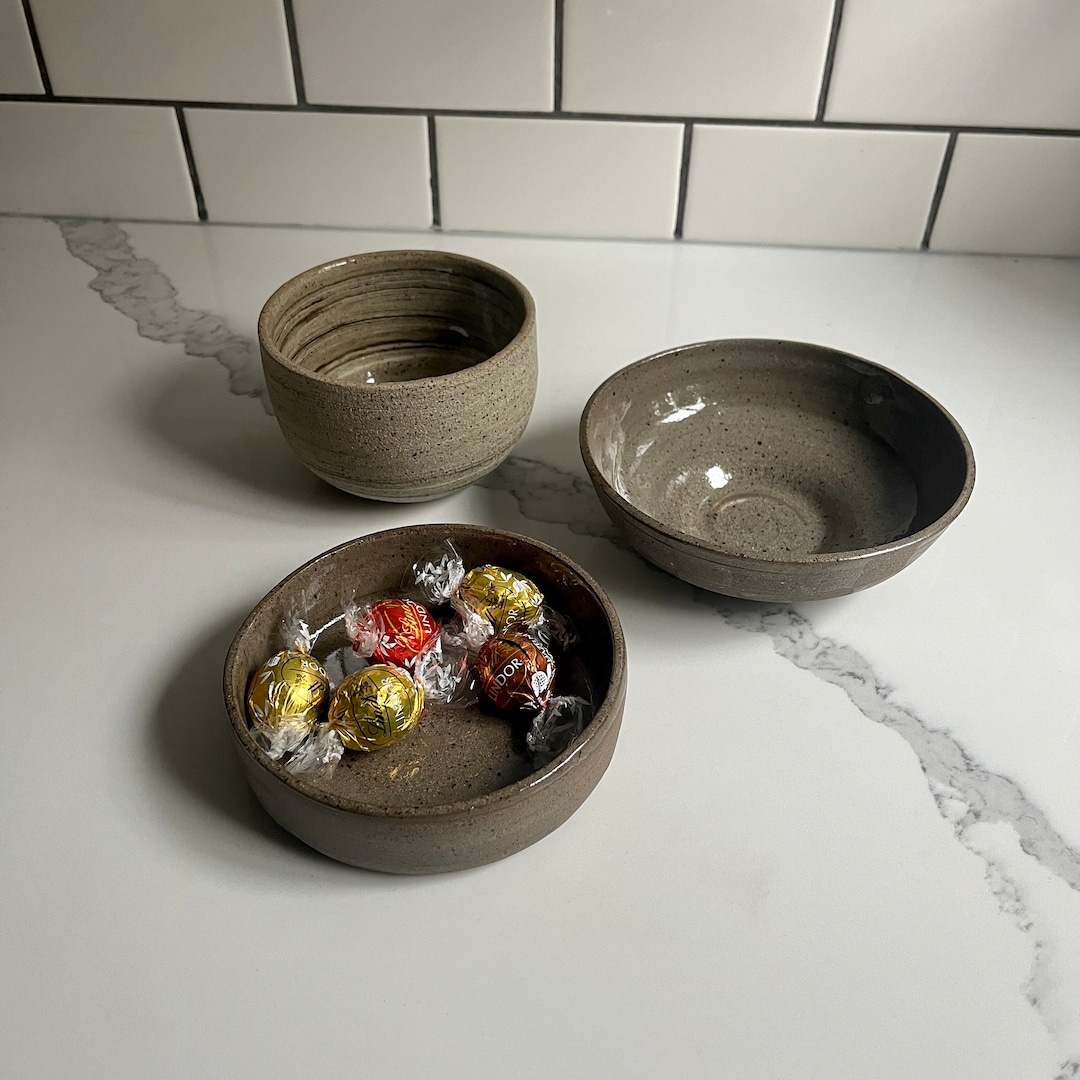 Natural Stoneware Bowl Set Raw Stoneware Bowl Set Speckled - Etsy