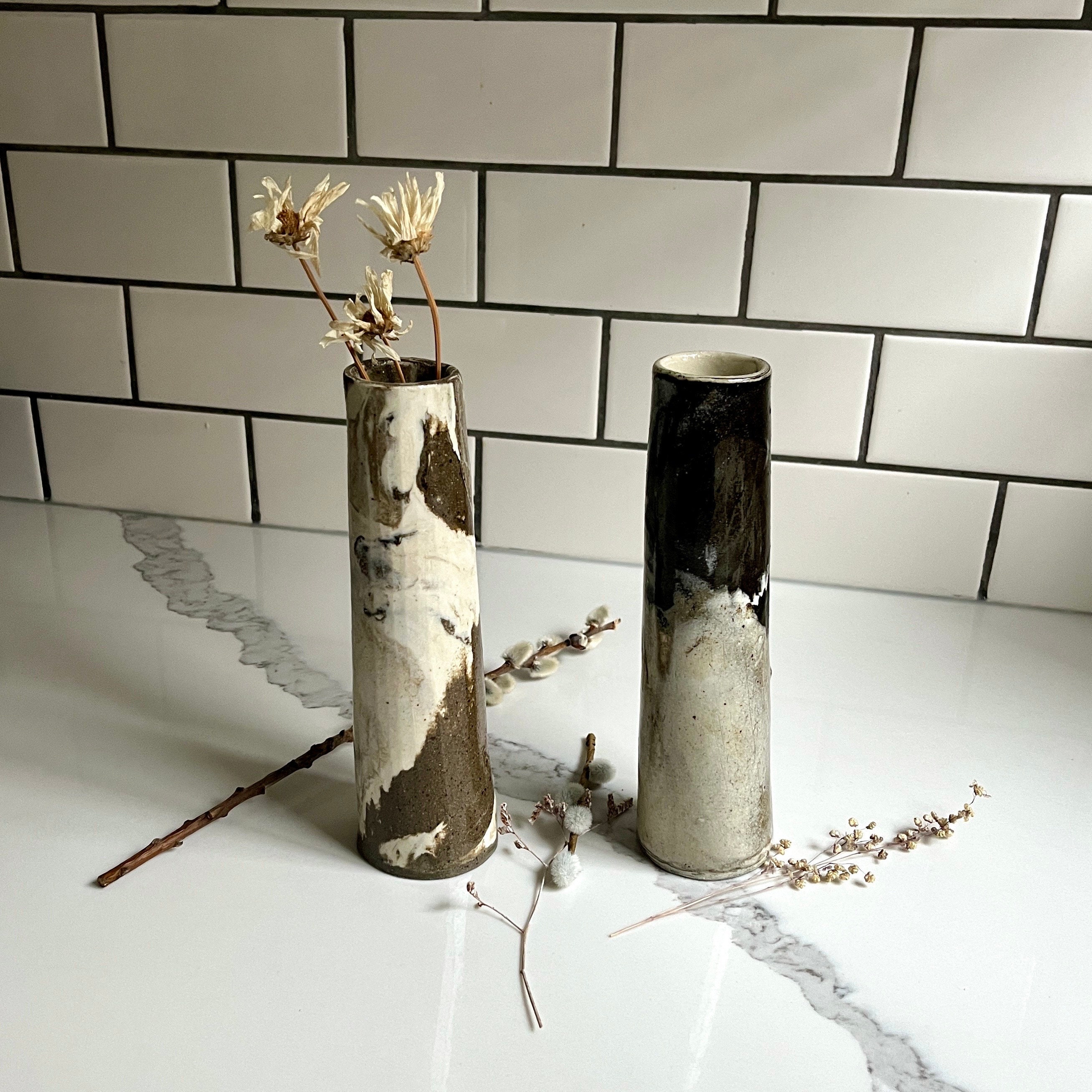 Modern Tall Bud Vase Handmade Marble Clay Bud Vase Stoneware Vase Vase ...