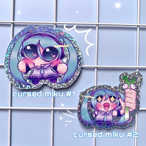 Cursed Miku | Acrylic Charm & Glitter Stickers - Etsy