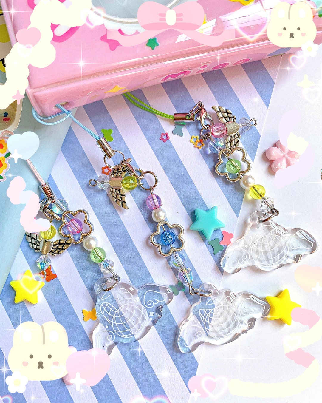 Cyber Angel Pets Wireframe | Phone Charms - Etsy