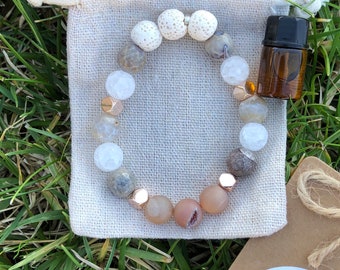 Essential Oil Diffuser Aromatherapy Bracelet Fire Agate - Etsy