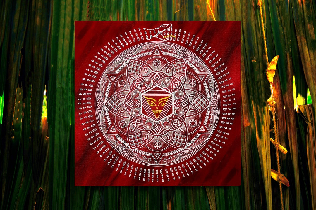 Red Goddess Kali Ouroboros Original Hand Drawn Mandala on Canvas ...