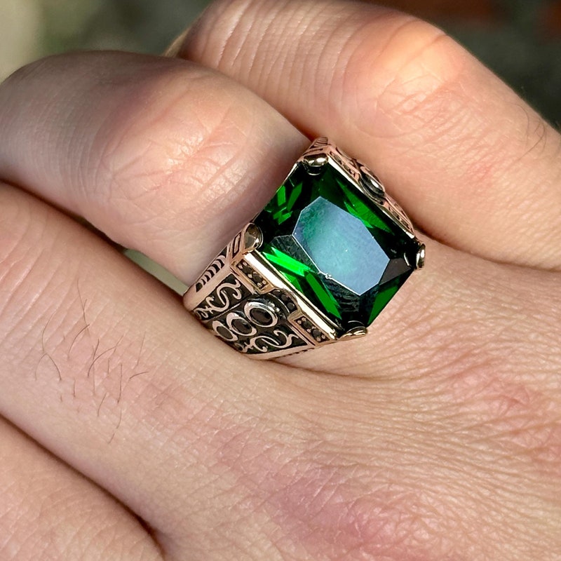 Mens Green Silver Ring - Etsy