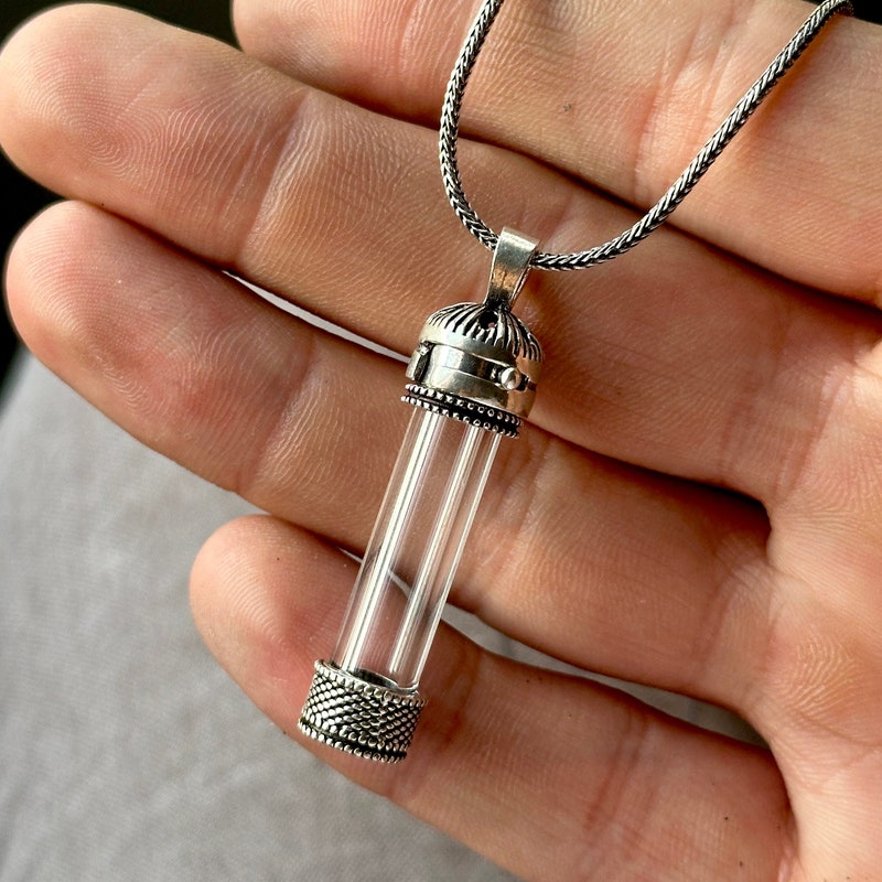 Silver Glass Box Necklace - Etsy