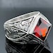 Man Silver Ruby Stone Ring, Engraved Vintage Red Ruby Ring, Men Wedding ...