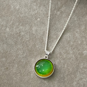 Mood Color Changing Pendant , Silver Round Sense Stone Necklace , Mood ...
